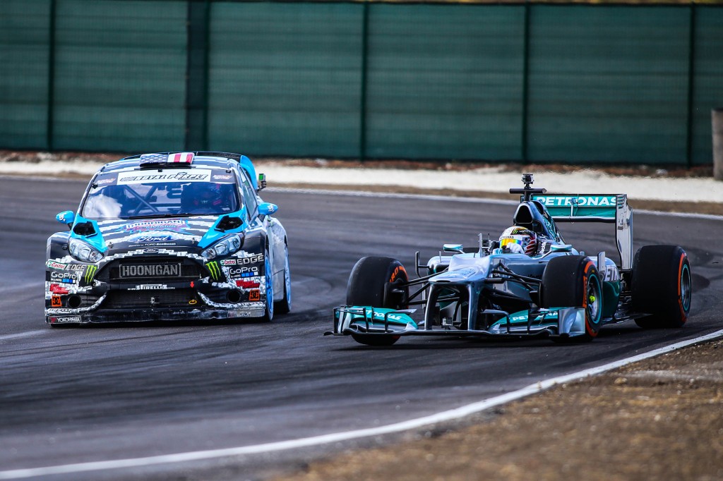 43 Seconds with Ken Block – F1 car vs. Fiesta ST RX43, GRC Barbados ...